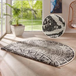 freundin Home Collection Teppich &raquo;Lilja Wendeteppich&laquo; rund 5 mm H&ouml;he In-& Outdoor, beidseitig, Wetterfest, Balkon, Garten, Wohnzimmer schwarz 