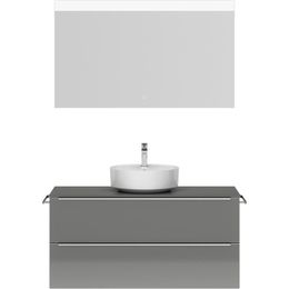 Nobilia Badm&ouml;bel-Set &raquo;Alvene&laquo; vormontiert, mit Soft-Close, 2 Stk. tlg. grau B/H/T: 120,3cmcm x 184,2cmcm x 48,5cmcm, Griffe edelstahlfarbig