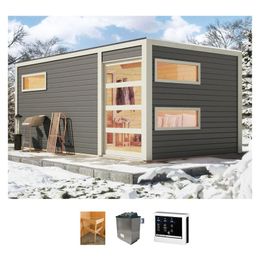 Konifera Saunahaus &raquo;Hagen&laquo; Set, Ofen 9 KW externe Strg easy grau Saunaofen, externe Steuerung, 9 kW