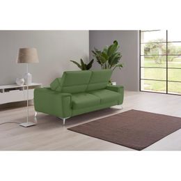 Egoitaliano Schlafsofa &raquo;Francine Designsofa, Loungesofa mit Dauerschlaffunktion, Breite 233 cm&laquo; mit Bettfunktion, Leder CAREZZA, sprite, Fu&szlig;farbe chrom gr&uuml;n Leder