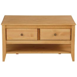 OTTO home Couchtisch &raquo;Leonis&laquo; Breite 89 cm, mit Schubladen und Ablageboden, massiver Kiefer, FSC beige B/H/T: 89cm x 52cm x 60cm