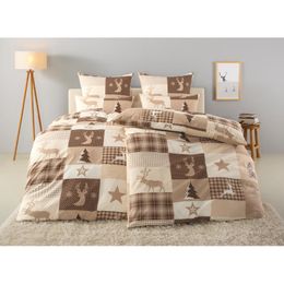 OTTO home Bettw&auml;sche &raquo;Nicholas&laquo; 2 Stk. Weihnachtsbettw&auml;sche, Winter, in 3 Qualit&auml;ten verf&uuml;gbar beige Linon, Obermaterial: 100% Baumwolle B/L: 135cm x 