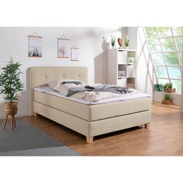 Home Affaire Boxspringbett &raquo;Fargo&laquo; inkl. Topper, in 3 Matratzenarten, in Samt- oder Strukturstoff beige Struktur fein (100% Polyester);Samtstoff (100%