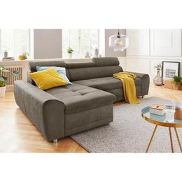 Sit & More sit&more Ecksofa &raquo;Riva L-Form&laquo; inklusive Kopteilverstellung, wahlweise mit Schlaffunktion grau Flachgewebe (100% Polyester);Luxus-Microfaser (100% 