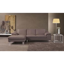 Egoitaliano Ecksofa &raquo;Shakira, Design & Sitzkomfort auf hohem Niveau, Breite 236cm, L-Form&laquo; mit Recamiere, L-Form, edle F&uuml;&szlig;e beige Leder &raquo;BULL&laquo; (echtes Rindsleder)