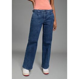 Arizona Damen Weite Jeans weite Beinweite, normale Leibh&ouml;he, bequeme Passform blau 46, N-Gr