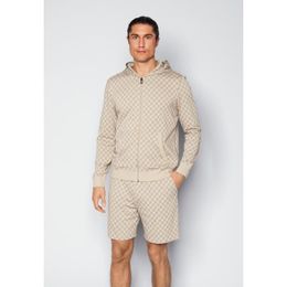 JOOP! Herren JOOP! Sweatjacke mit Cornflower-Print allover und Kapuze beige XXL