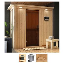 Karibu Sauna &raquo;Vada&laquo; Set, Ofen 9 kW Bio externe Strg easy beige Bio-Kombiofen, externe Steuerung, 9 kW