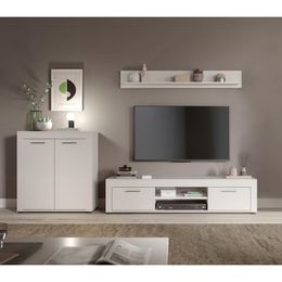 OTTO home Wohnwand &raquo;AOSTA, Breite 255cm, 3-teilige Wohn-Kombination&laquo; bestehend aus: Highboard, Lowboard, Wandboard, 3 Stk. tlg. wei&szlig; Holzwerkstoff B/H
