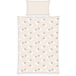 Baby Best Wendebettw&auml;sche &raquo;babybest Sch&auml;fchen&laquo; 2 Stk. besonders kuschelig beige Flanell, Obermaterial: 100% Baumwolle B/L: 100cm x 135cm, 1 Stk., 1 Stk., 