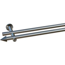 Indeko Gardinenstange &raquo;Calais&laquo; 2 l&auml;ufig-l&auml;ufig Wunschma&szlig;l&auml;nge silber Eisen B/L: 380cm, 1 Stk., 2 l&auml;ufig