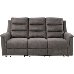 OTTO home 3-Sitzer &raquo;Cliff mit 2 Relaxfunktionen&laquo; Federkern und Becherhaltern in klappbarer Mittelkonsole grau 100% PES B/H/T: 198cm x 104cm x 96cm, 