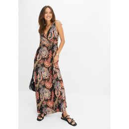 bonprix Damen bonprix Maxikleid aus Viskose und Elasthan, ausgestellte Passform, &auml;rmellos schwarz 52/54 (XXL), N-Gr