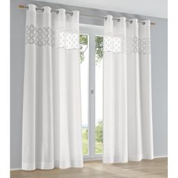 Kutti Vorhang &raquo;Jessy wei&szlig;&laquo; &Ouml;sen 1 Stk. tlg. moderne Gardine, silberne &Ouml;sen wei&szlig; Ausbrenner, Baumwolle, Polyester 175cm, &Ouml;sen, 140cm