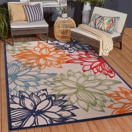 Sanat Teppich &raquo;Floral 2 Outdoor, auch als L&auml;ufer und rund&laquo; rechteckig 6 mm H&ouml;he In- und Outdoor geeignet, Blumen, Balkon, Terrasse, Au&szlig;enbereich bunt 