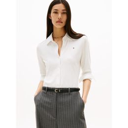 Tommy Hilfiger Damen Langarmbluse &raquo;SLIM PIQUE&laquo; Baumwollmischung, slim fit beige L (42/44)