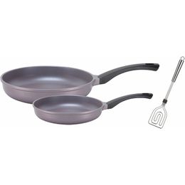 GSW Pfannen-Set &raquo;Rainbow&laquo; Aluminiumguss Set, 1x Bratpfanne &Oslash; 24 cm, 1x Bratpfanne &Oslash; 28 cm, 3 Stk. tlg. Induktion grau &Oslash; 28cm
