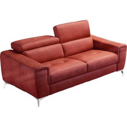 Egoitaliano 2,5-Sitzer &raquo;Francine, Designsofa, Loungesofa, Breite 213 cm, Fu&szlig;farbe chrom&laquo; Designfu&szlig;, Luxus-Microfaser Lederoptik, marsala rot Luxus-Micofaser 
