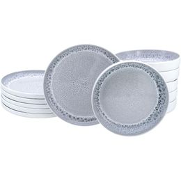 OTTO home Tafelservice &raquo;Teller Set, modernes Geschirr-Set, Service Lykk&laquo; hohe Haltbarkeit, sp&uuml;lmaschinen- & mikrowellengeeignet, Reaktivglasur grau 