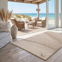 Sansibar Teppich &raquo;Heide SA-038&laquo; rechteckig 10 mm H&ouml;he modernes Design, Motiv: gekreuzte S&auml;bel, Wohnzimmer beige Polypropylen B : 200cm 1 Stk., 10mm, L: 290cm