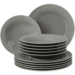 Seltmann Weiden Tafelservice &raquo;Teller Set, Geschirr-Set Beat&laquo; mit Rillendekor, 12 Teile, f&uuml;r 6 Personen grau Porzellan 12 Stk.