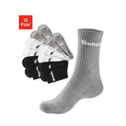 Bench. Herren Tennissocken &raquo;Damen Herren Sportsocken, Laufsocken, Crew Socken&laquo; Packung, 12 Stk. tlg. mit Fu&szlig; Polsterung, Baumwoll Frottee schwarz-wei&szlig;