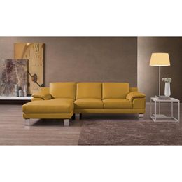 Egoitaliano Ecksofa &raquo;Shakira, Design & Sitzkomfort auf hohem Niveau, Breite 236cm, L-Form&laquo; mit Recamiere, L-Form, edle F&uuml;&szlig;e gelb Leder &raquo;BULL&laquo; (echtes Rindsleder).