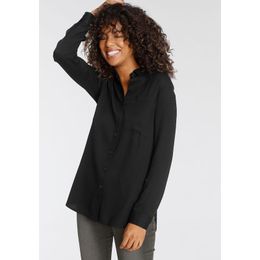 Tamaris Damen Hemdbluse &raquo;mit lockerem Schnitt, aus flie&szlig;ender Viskose-Qualit&auml;t&laquo; im Oversize-Look mit Tasche schwarz 36