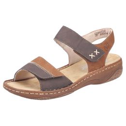 Rieker Damen Sandale Riemchensandale, Sommerschuh, Sandalette, Klettschuh mit Keilabsatz braun 38
