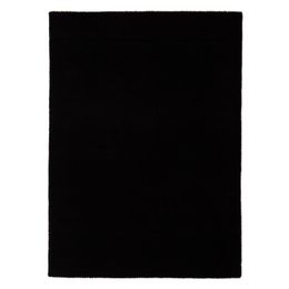 CarpetFine Wollteppich &raquo;Gabbeh Lola Uni&laquo; rechteckig 14 mm H&ouml;he mit nat&uuml;rlichem Pflanzenmaterial von Hand gewebt, auch in Rund schwarz Wolle B : 120cm 