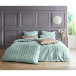 OTTO home Bettw&auml;sche &raquo;Malia in Gr. 135x200 oder 155x220 cm&laquo; 2 Stk. zeitlose Bettw&auml;sche aus Baumwolle, Bettw&auml;sche in Mako-Satin-Qualit&auml;t gr&uuml;n Mako-