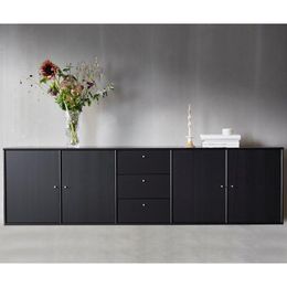 Sideboard &raquo;Mistral, Hochwertig Schrank, h&auml;ngend/stehend montierbar&laquo; mit T&uuml;ren und Schubladen, B: 220 cm, anpassungsbar Designm&ouml;bel schwarz B/H/T: 