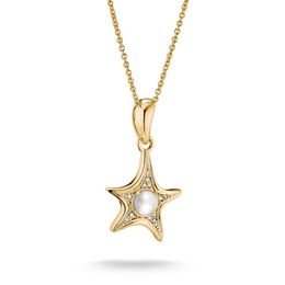 Thomas Sabo Damen Thomas Sabo Kette mit Anh&auml;nger &raquo;Fluid Elegance Seestern-Design-Kette&laquo; mit Zirkonia (synth.) - mit Perlmutt gold 55, Metall