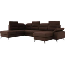Sit & More sit&more Wohnlandschaft &raquo;Astoria U-Form&laquo; wahlweise mit motorischer Relaxfunktion braun 100% Polyester B/H/T: 327cm x 91cm x 225cm, Luxus-Microfaser 