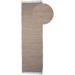 CarpetFine Teppich &raquo;Kelim Chindi uni, auch als L&auml;ufer&laquo; rechteckig 5 mm H&ouml;he Wendeteppich, reine Baumwolle, handgewebt, Uni-Farben, mit Fransen grau 
