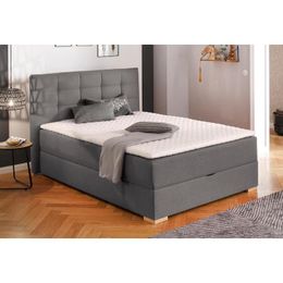 Home Affaire Boxbett &raquo;Olivet mit Bettkasten&laquo; in 4 Farben, 4 Breiten, 2 Matratzenarten, auch in &Uuml;berl&auml;nge 220 cm grau Struktur (100% Polyester), 