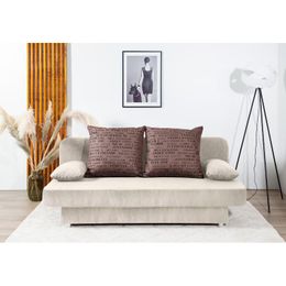 Collection AB Schlafsofa &raquo;Ulla, B: 186 cm, Liegel. 142x186 cm&laquo; Schlaffunktion, Bettkasten & 2 Wende-R&uuml;ckenkissen beige B/H/T: 186cm x 94cm x 85cm, 