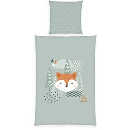 Baby Best Wendebettw&auml;sche &raquo;Young Collection Nordic Forest&laquo; 2 Stk. mit tollem Wendemotiv gr&uuml;n Flanell, Obermaterial: 100% Baumwolle B/L: 135cm x 200cm, 1 Stk., 1