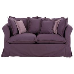 Home Affaire 2-Sitzer &raquo;Luise&laquo; in Hussenoptik, ohne Bettfunktion lila Webstoff (50% Baumwolle, 50% Polyester) B/H/T: 164cm x 93cm x 100cm, Webstoff