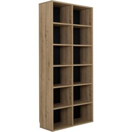 B&uuml;cherregal &raquo;CRAFT&laquo; B&uuml;cherregal mit 6 Regalb&ouml;den und 4 Ablagefl&auml;chen braun Holzwerkstoff B/H/T: 90cm x 209cm x 35cm, 12 Stk. offene F&auml;cher