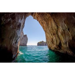 papermoon Fototapete &raquo;Blue Grotto in Capri island&laquo; glatt bunt Vlies B/L: 3,5m x 2,6m, Bahnen: 7 Stk.