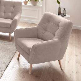 exxpo - sofa fashion Sessel &raquo;Scandi, Loungesessel mit tollem Sitzkomfort, hochwertige Polsterung&laquo; bequem, hohe Holzf&uuml;&szlig;e grau Korpus: 100% PES;Luxus-