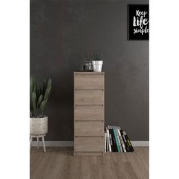 Home Affaire Highboard &raquo;Naia, Hochkommode, 5 Schubladen, Aufbewahrung, grifflose Front&laquo; Modern, skandinavisches Design, Schmal, in mehrere Farben 