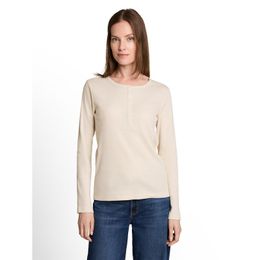 Tom Tailor Damen Tom Tailor Langarmshirt mit feinen Streifen und Rundhals beige XS