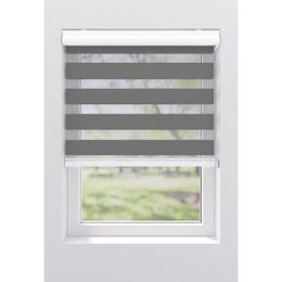 my home Doppelrollo &raquo;Greta&laquo; Lichtschutz ohne Bohren freih&auml;ngend mit Kassette, Befestigung mit Klemmtr&auml;gern grau Polyester 175cm, stufenlos 