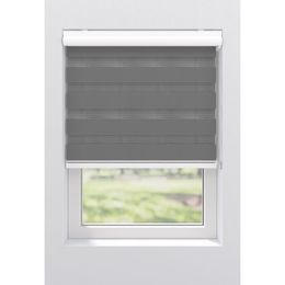 my home Doppelrollo &raquo;Greta&laquo; Lichtschutz ohne Bohren freih&auml;ngend mit Kassette, Befestigung mit Klemmtr&auml;gern grau Polyester 175cm, stufenlos 