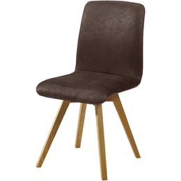 massivline&more 4-Fu&szlig;stuhl &raquo;Karla, Stuhl, Esszimmerstuhl, K&uuml;chenstuhl&laquo; () 2 Stk.Massivholz: Wildeiche ge&ouml;lt braun Polyester B/H/T: 48cm x 92cm x 56cm,