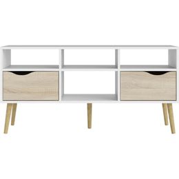 Home Affaire TV-Board &raquo;Oslo, TV-M&ouml;bel, Fernsehtisch, TV-Unit, Media-M&ouml;bel,&laquo; TV-Kommode mit 2 Schubladen,4 F&auml;chern, Breite 117 cm, H&ouml;he 57 cm wei&szlig; 
