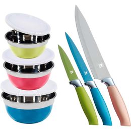 King Messer-Set &raquo;AROMI Metallic&laquo; inklusive 3tlg. Sch&uuml;ssel-Set bunt Edelstahl Einheitsgr&ouml;&szlig;e