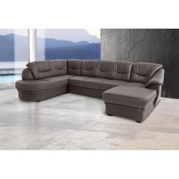Sit & More sit&more Wohnlandschaft &raquo;Savoni U-Form&laquo; wahlweise mit Schlaffunktion grau NaturLEDER (echtes Rindsleder) in Sitz und R&uuml;cken. Korpus in passendem 